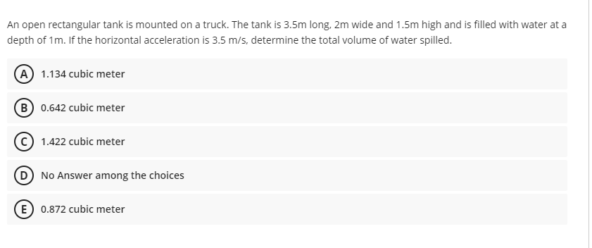 Solved An open rectangular tank is mounted on a truck. The | Chegg.com