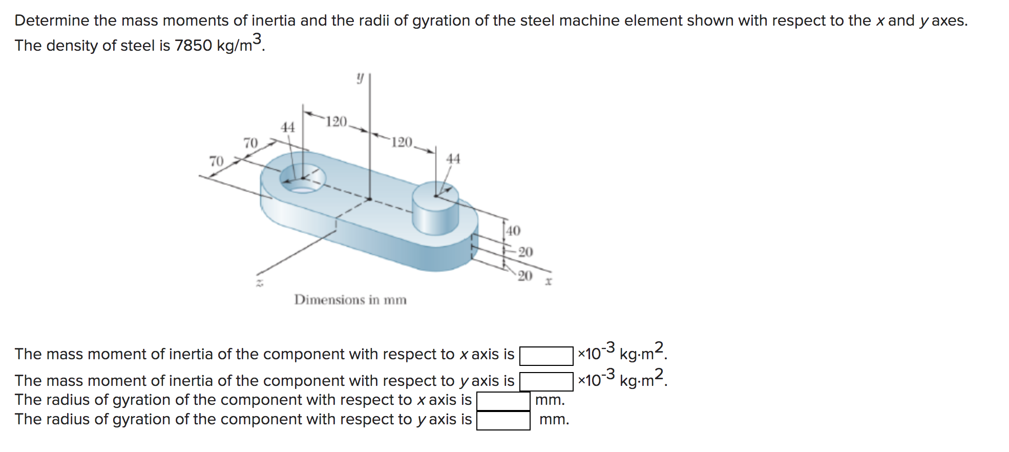 Solved Determine The Mass Moments Of Inertia And The Radii