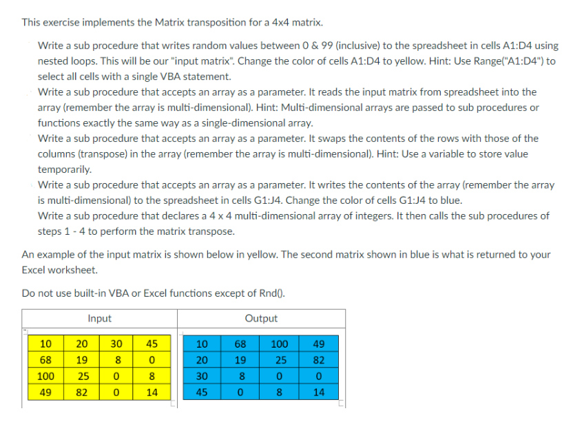 Solved This exercise implements the Matrix transposition for | Chegg.com