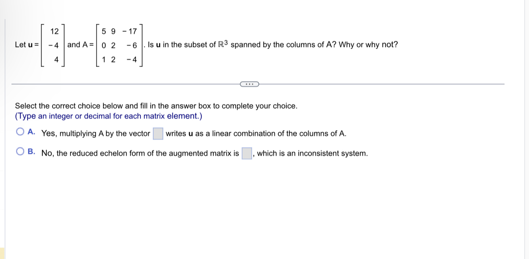 Solved Let \\( \\mathbf{u}=\\left[\\begin{array}{r}12 \\\\ | Chegg.com