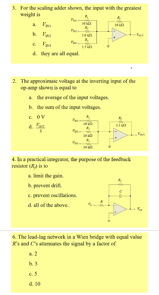 Solved 3. For the scaling adder shown, the input with the | Chegg.com