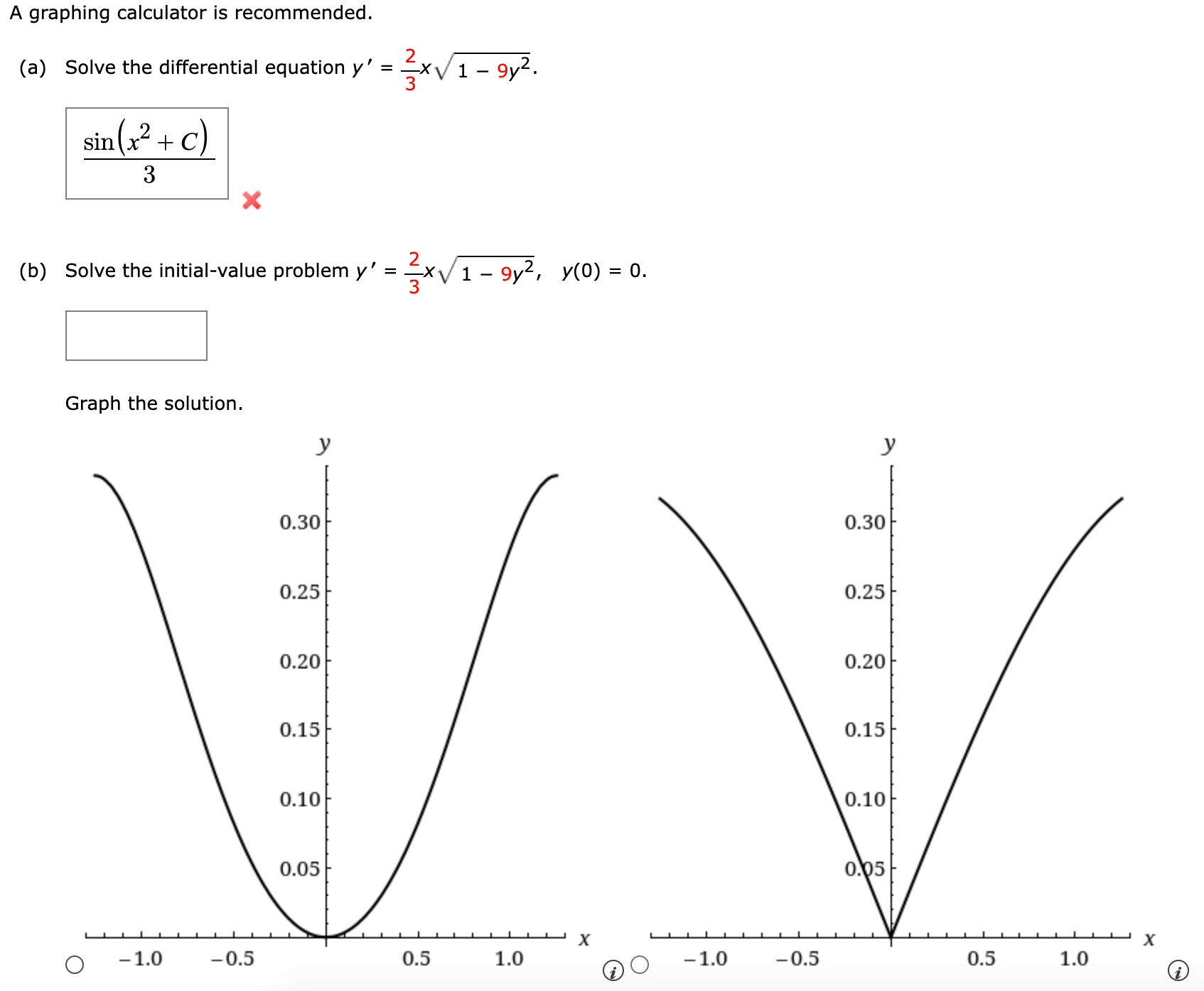 Solved A graphing calculator is recommended. (a) Solve the | Chegg.com