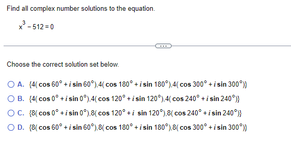 Solved Find all complex number solutions to the equation. | Chegg.com