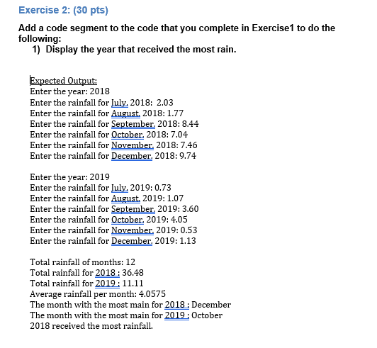 Solved Exercise-1: Rainfall Statistics (50 pts) Write a | Chegg.com