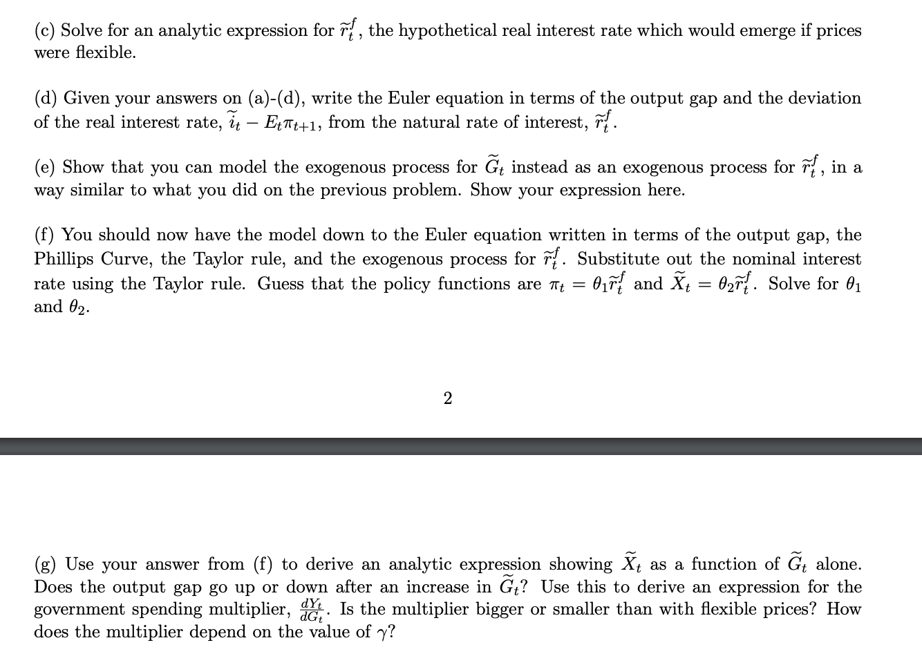 Solved (2) The Government Spending Multiplier in the NK | Chegg.com