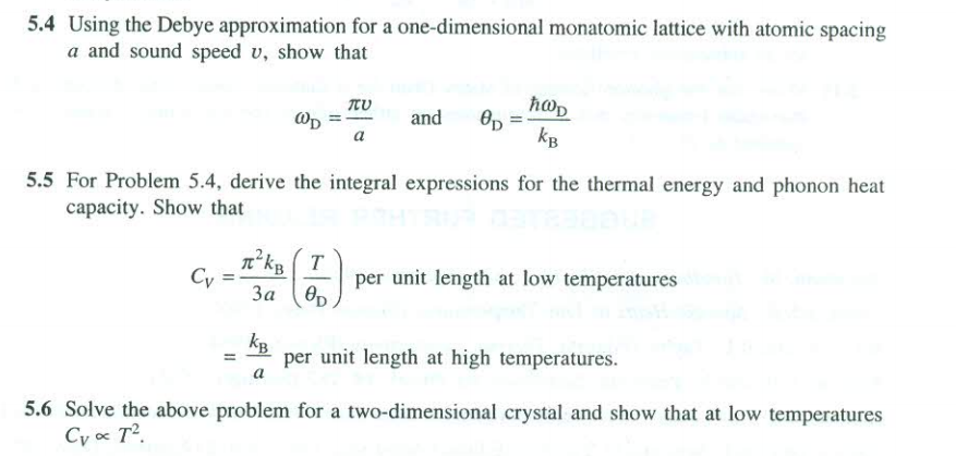 Solved 5.4 Using the Debye approximation for a | Chegg.com