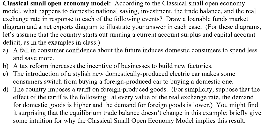 Solved Classical Small Open Economy Model According To The Chegg