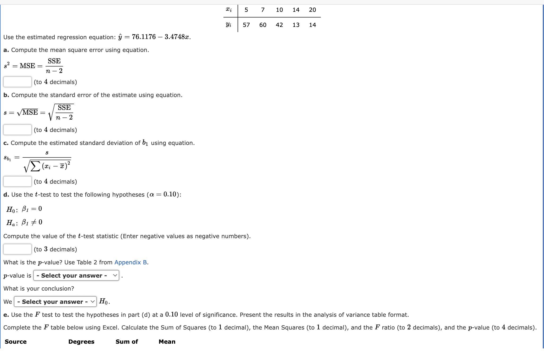 Solved Use the estimated regression equation: | Chegg.com
