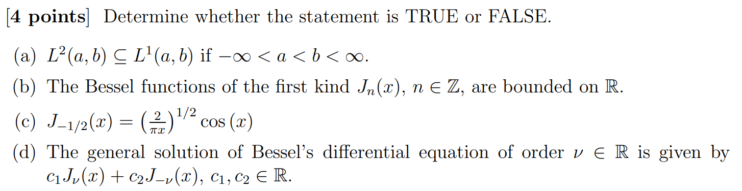 Solved [4 points] Determine whether the statement is TRUE or | Chegg.com