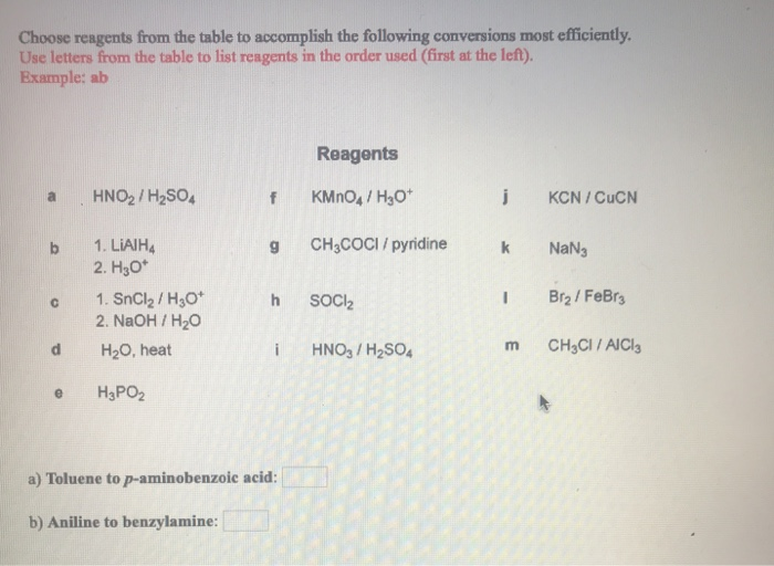 Solved Choose reagents from the table to accomplish the | Chegg.com