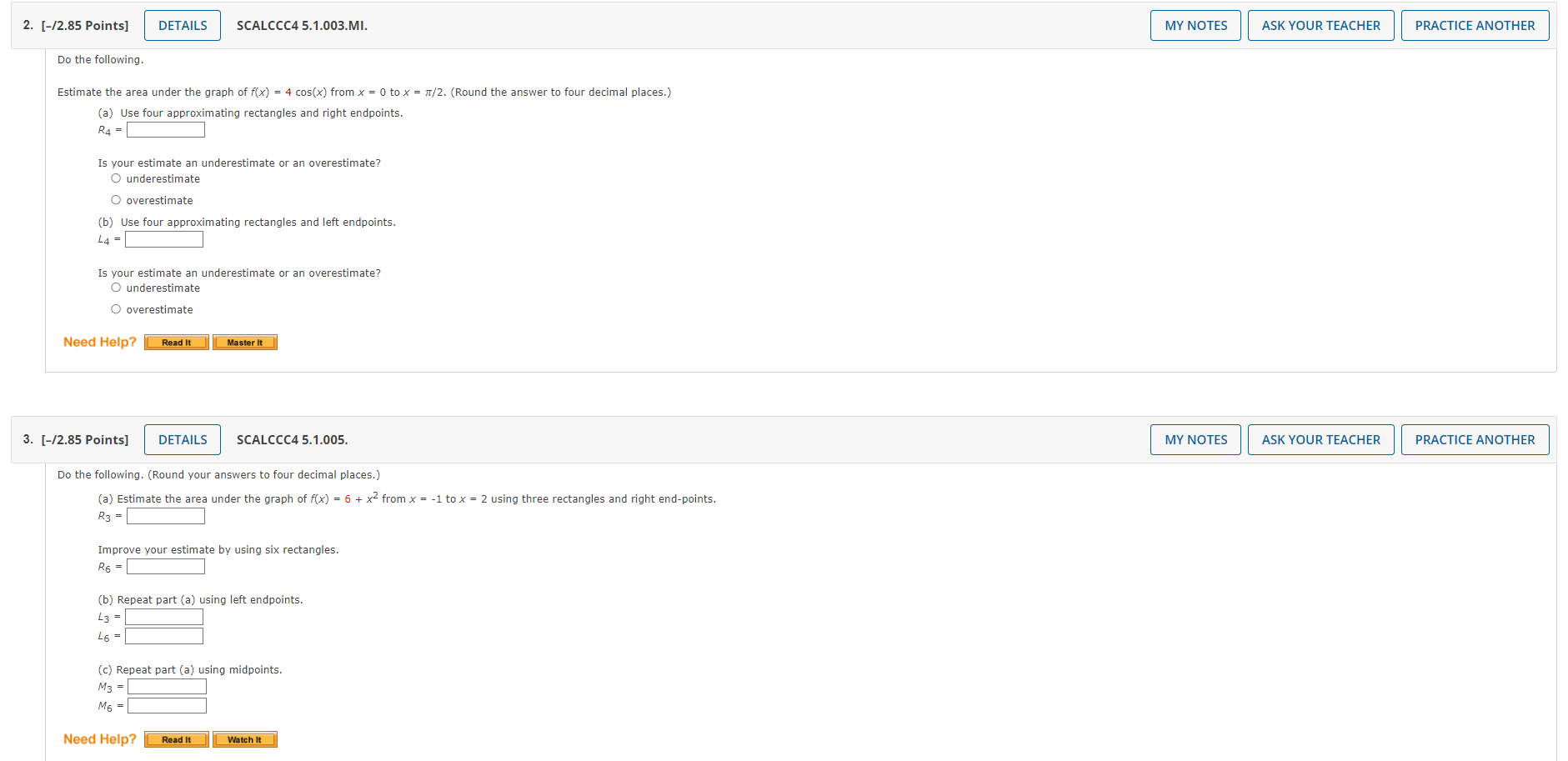 Solved Consider the following. (a) Use six rectangles to | Chegg.com