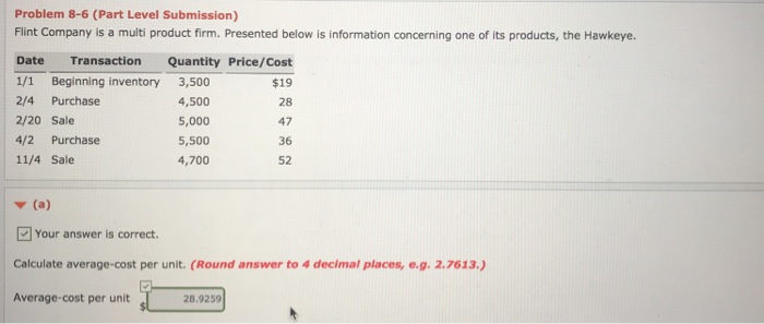 Solved Problem 8-6 (Part Level Submission) Flint Company is | Chegg.com
