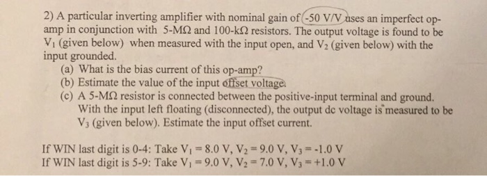 Solved A particular inverting amplifier with nominal gain of | Chegg.com