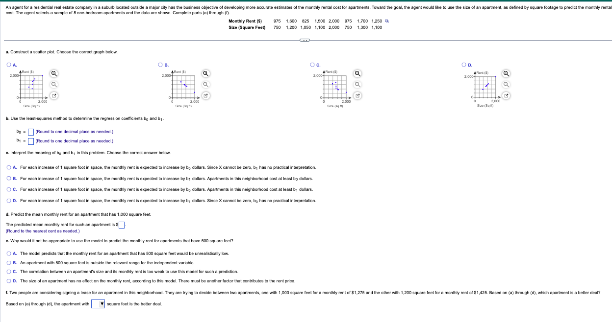 Solved a. Construct a scatter plot. Choose the correct graph | Chegg.com