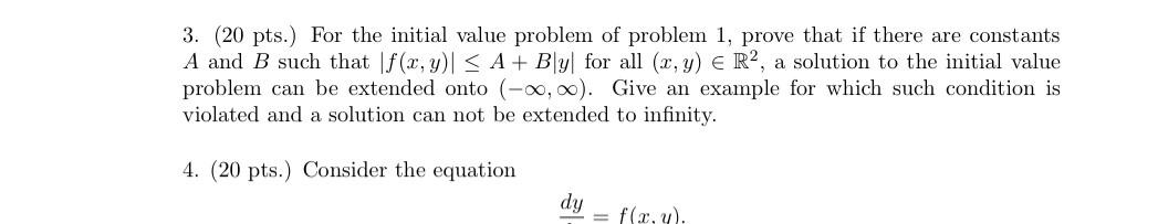 Solved 3. (20 pts.) For the initial value problem of problem | Chegg.com