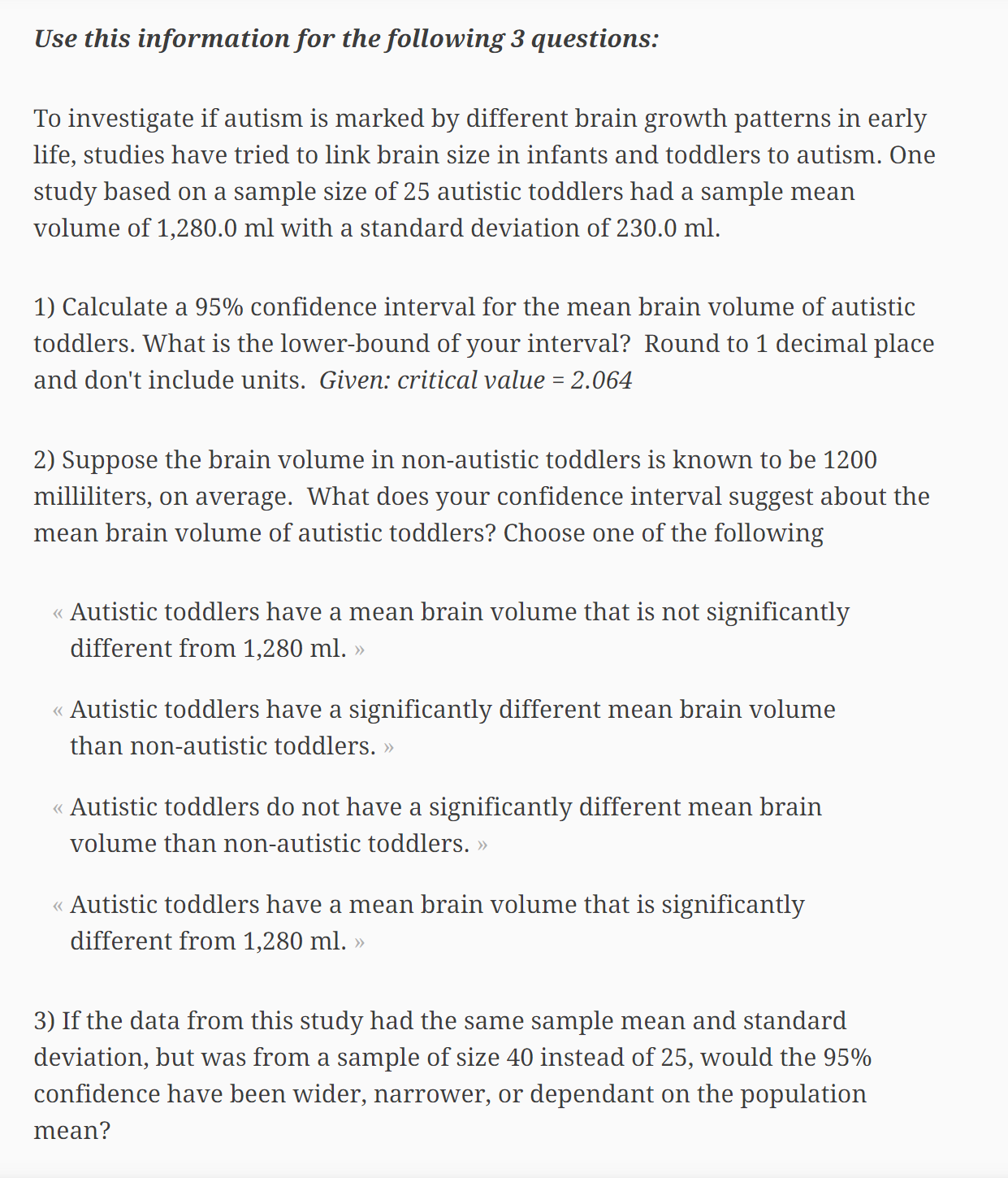 Solved Use this information for the following 3 questions: | Chegg.com