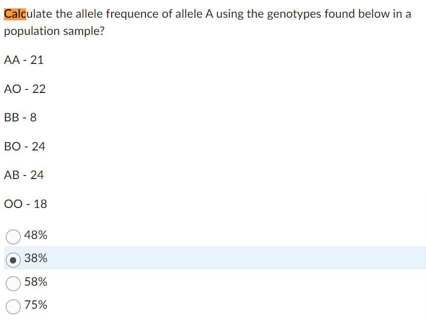 Solved Calculate the allele frequence of allele A using the | Chegg.com