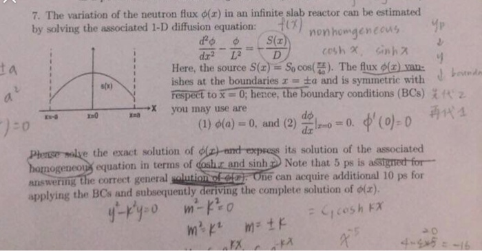 Solved 7·The variation of the neutron flux φ(z) in an | Chegg.com