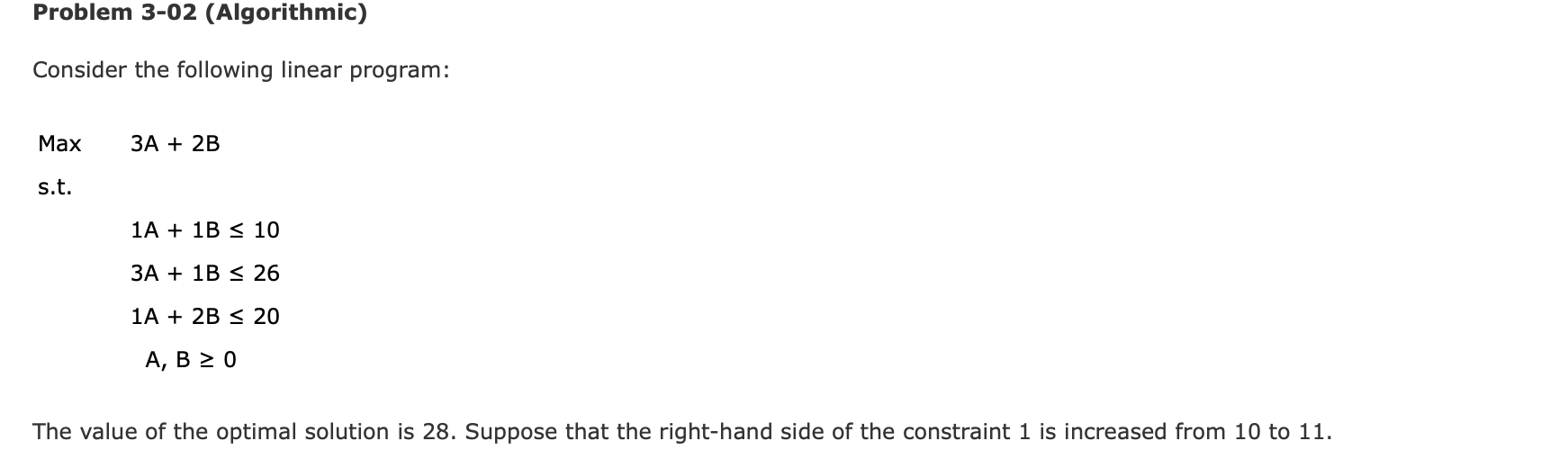 Solved Problem 3-02 (Algorithmic) Consider the following | Chegg.com