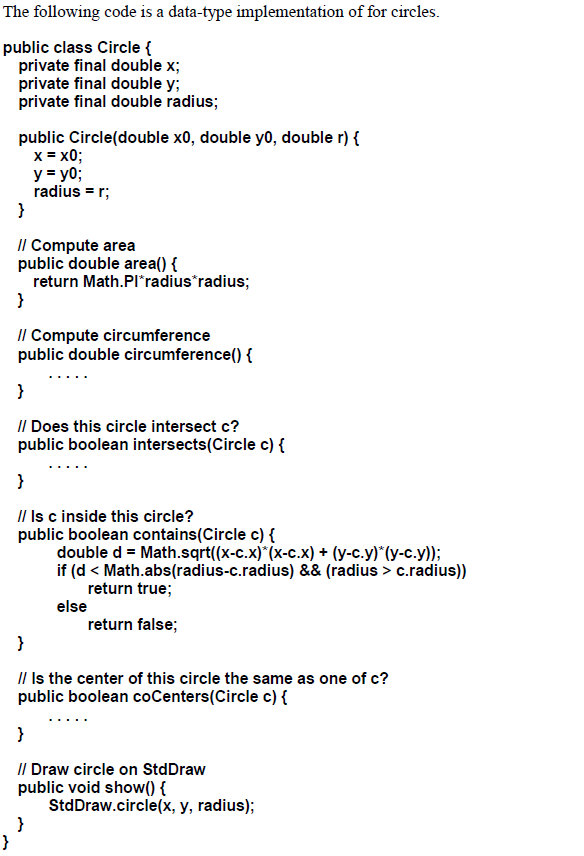 [Java] The following code is a data-type | Chegg.com