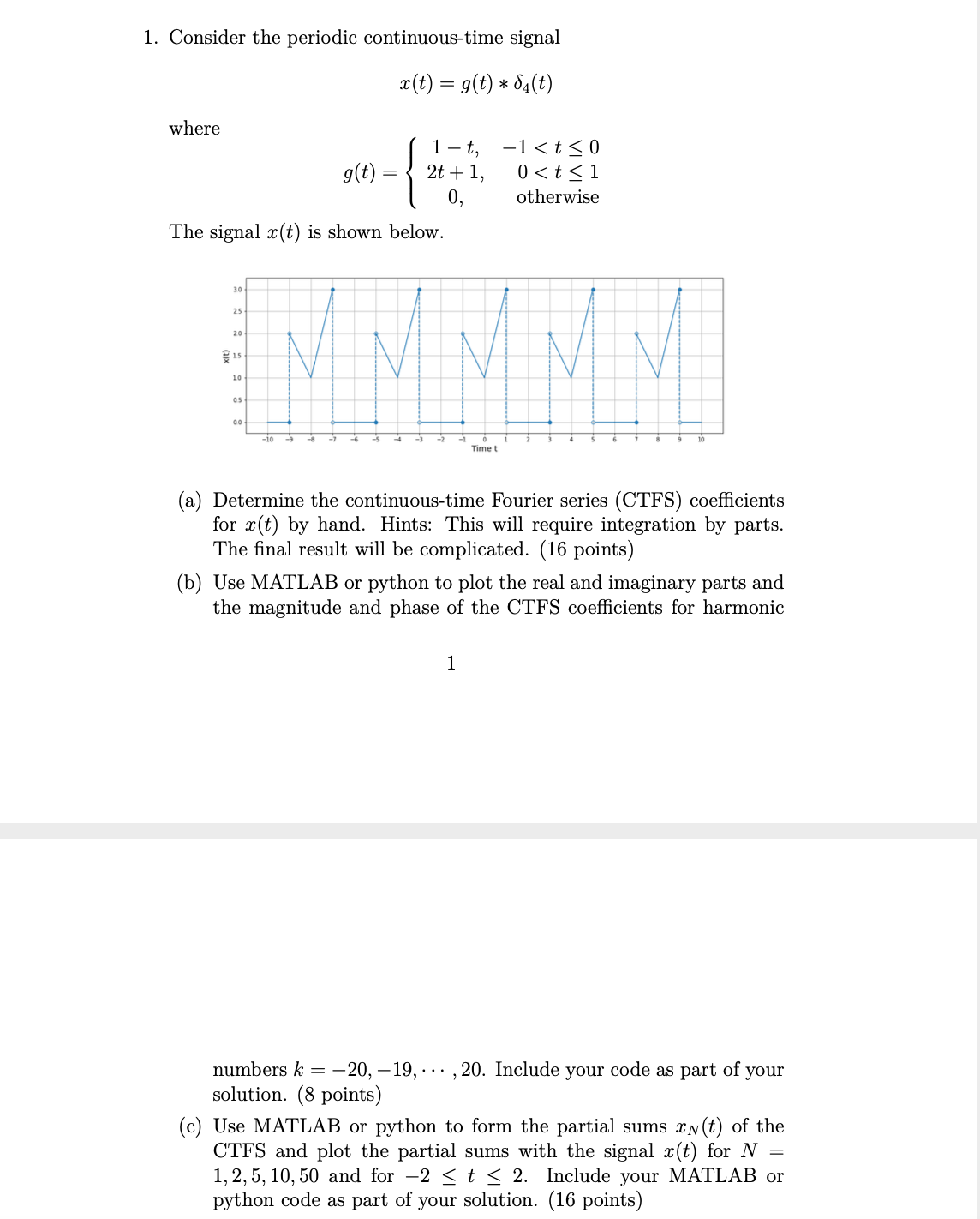 Solved 1. Consider the periodic continuous-time signal | Chegg.com
