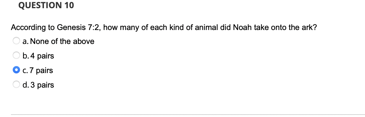 According to Genesis 7:2, how many of each kind of | Chegg.com