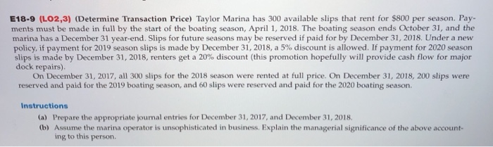 Solved E18-9 (LO2,3) (Determine Transaction Price) Taylor | Chegg.com