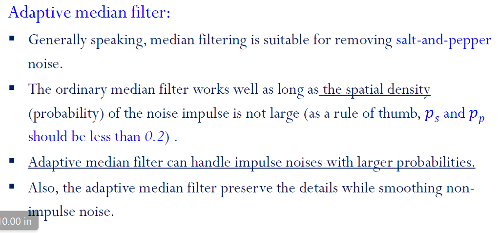 Adaptive median filter: Generally speaking, median | Chegg.com