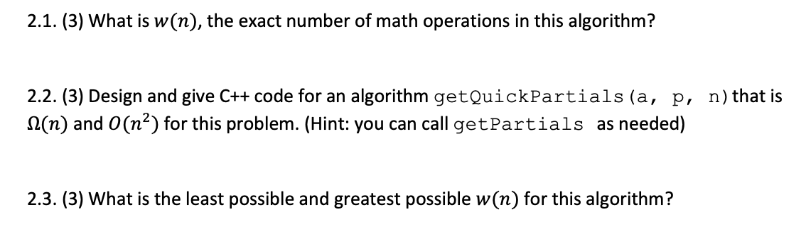 Solved 2. Given a size n array a:{a0,a1,…,an−1}, the partial | Chegg.com