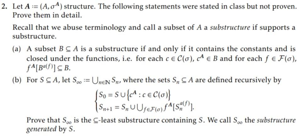 ! 2. Let A := (A, 0A) structure. The following | Chegg.com
