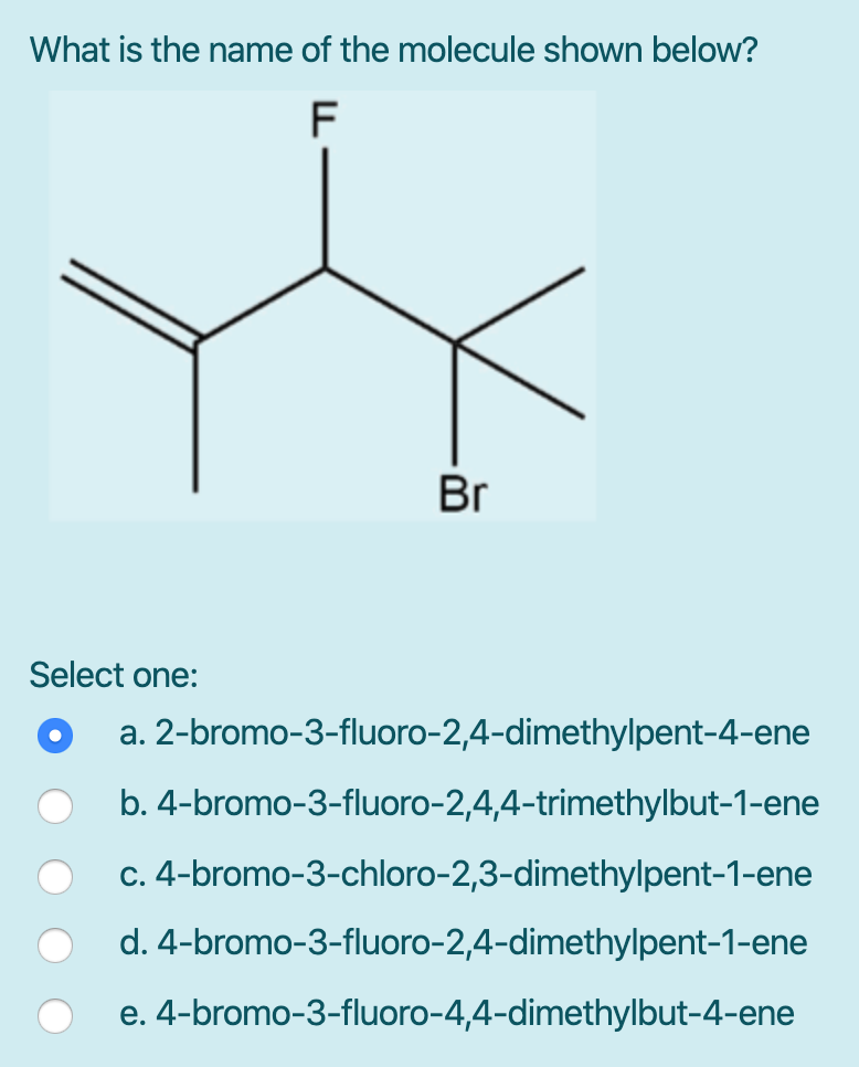 Solved What is the name of the molecule shown below? Select | Chegg.com