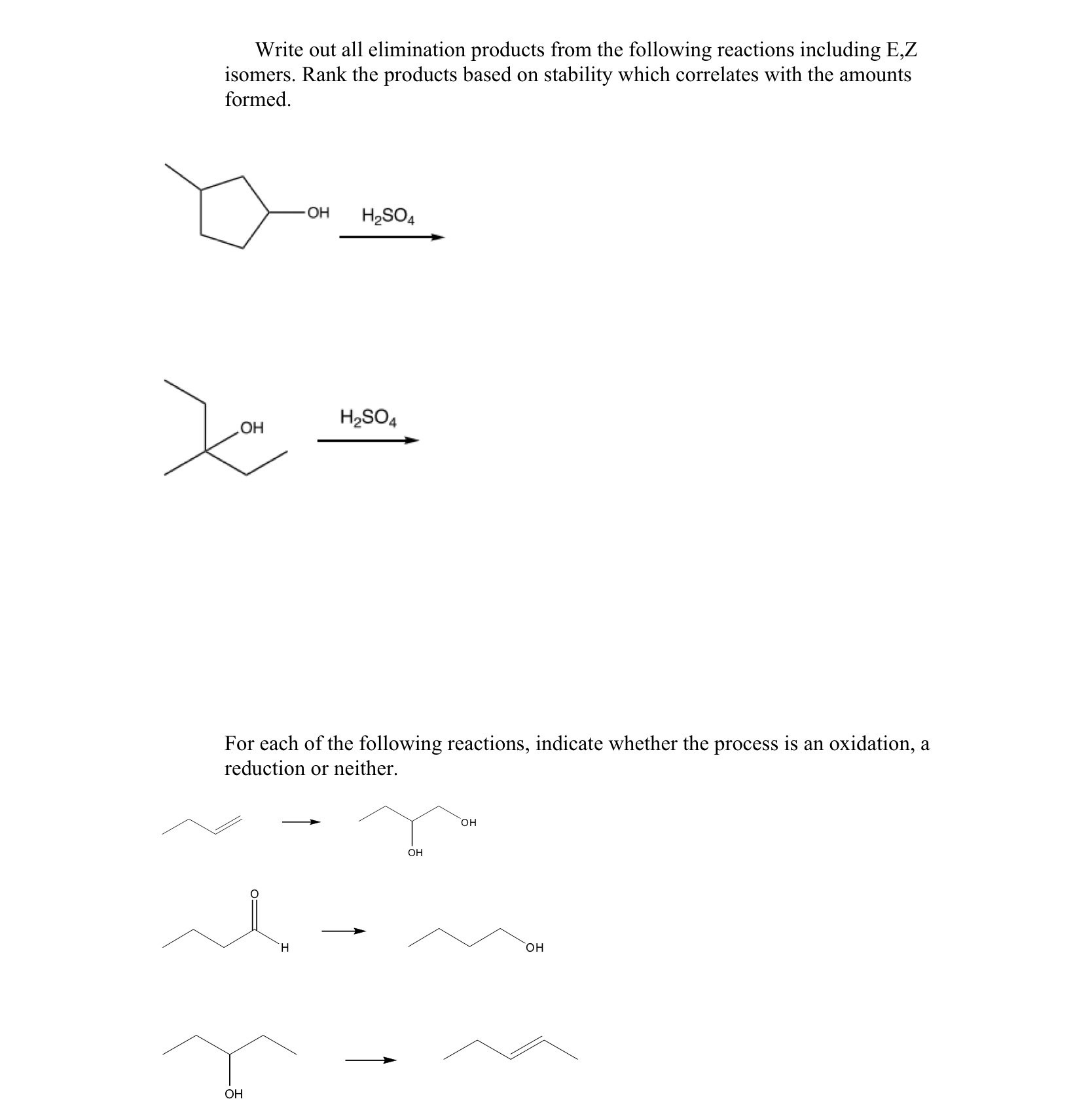 Solved Write out all elimination products from the following | Chegg.com