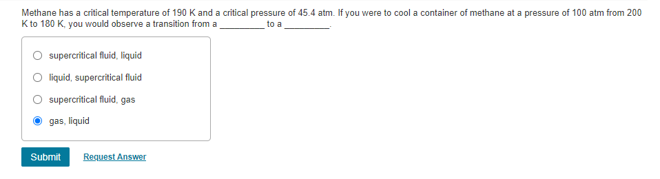 Solved Methane has a critical temperature of 190 K and a | Chegg.com