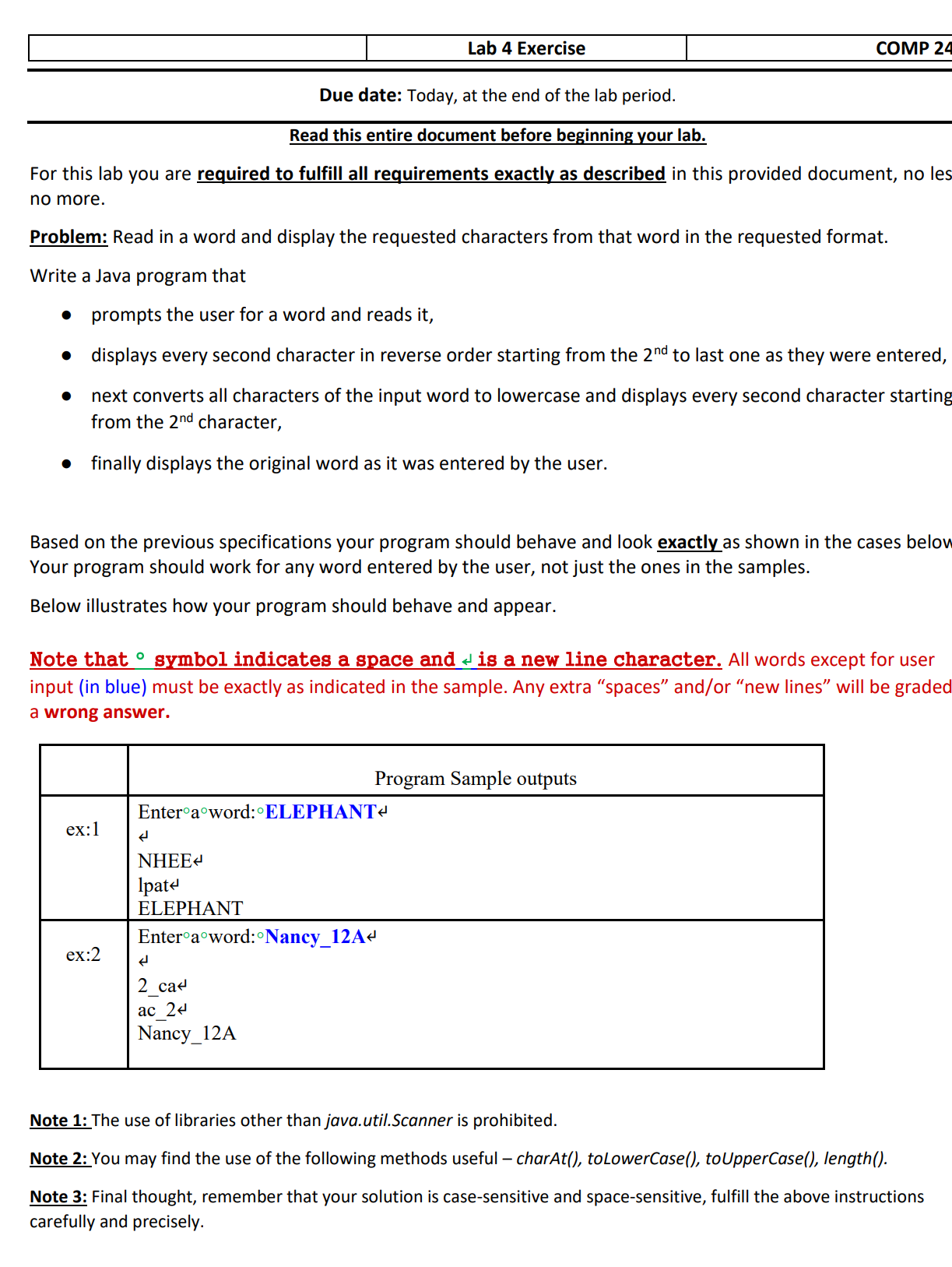 Solved Lab 4 Exercise COMP 24 Due date: Today, at the end of | Chegg.com