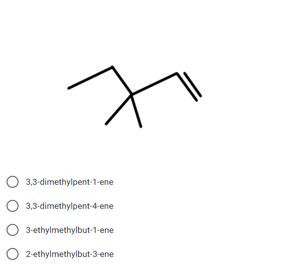 Solved 3,3-dimethylpent-1-ene 3,3-dimethylpent-4-ene | Chegg.com
