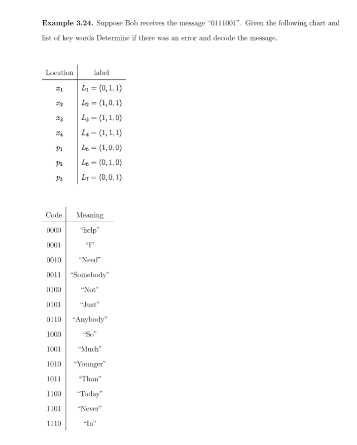 Example 3.24. Suppose Bob receives the message | Chegg.com