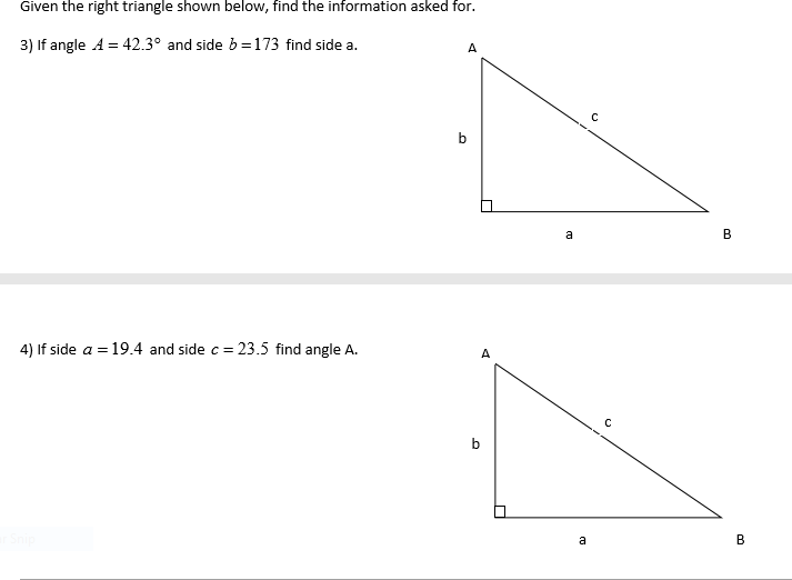 Solved 1) Find the lengths of the missing sides of the pair | Chegg.com