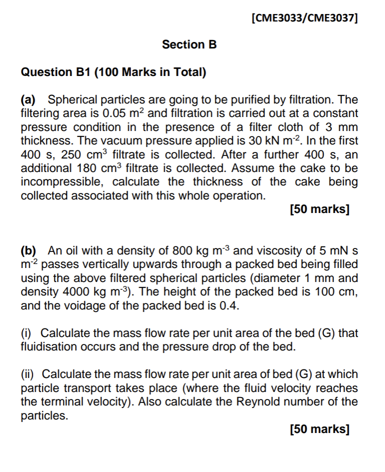 Solved [CME3033/CME3037] Section B Question B1 (100 Marks in | Chegg.com