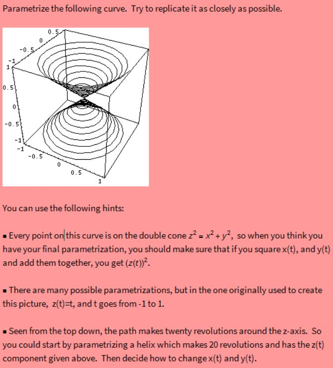 Solved Parametrize the following curve. Try to replicate it | Chegg.com
