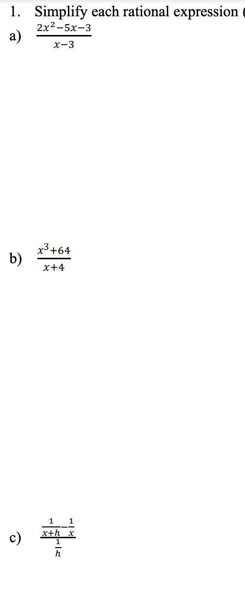 Solved 1. Simplify each rational expression a) x−32x2−5x−3 | Chegg.com