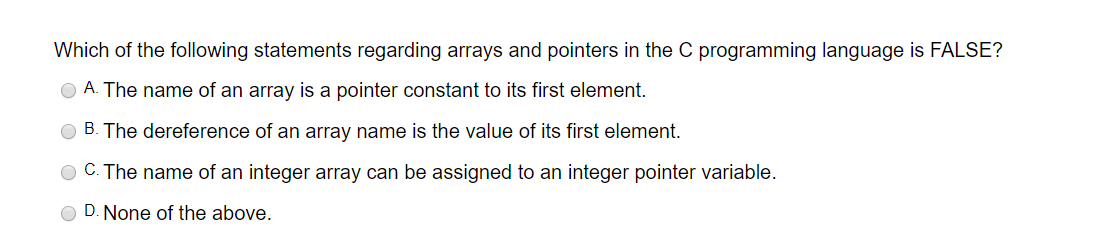 Solved Which of the following statements regarding arrays | Chegg.com