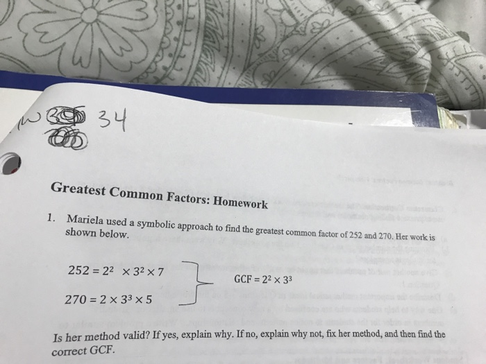 Solved Greatest Common Factors: Homework 1. Mariela used a | Chegg.com