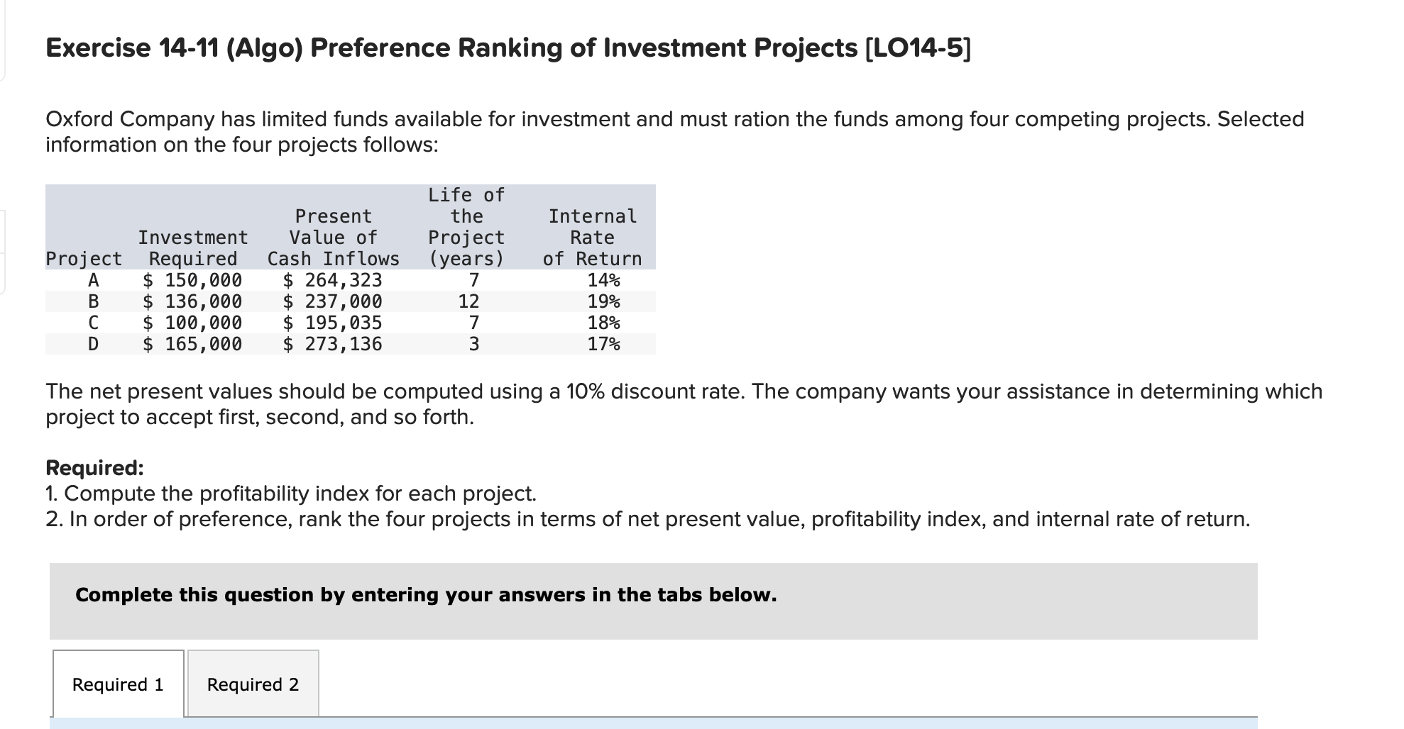 Solved Exercise 14-11 (Algo) Preference Ranking of | Chegg.com