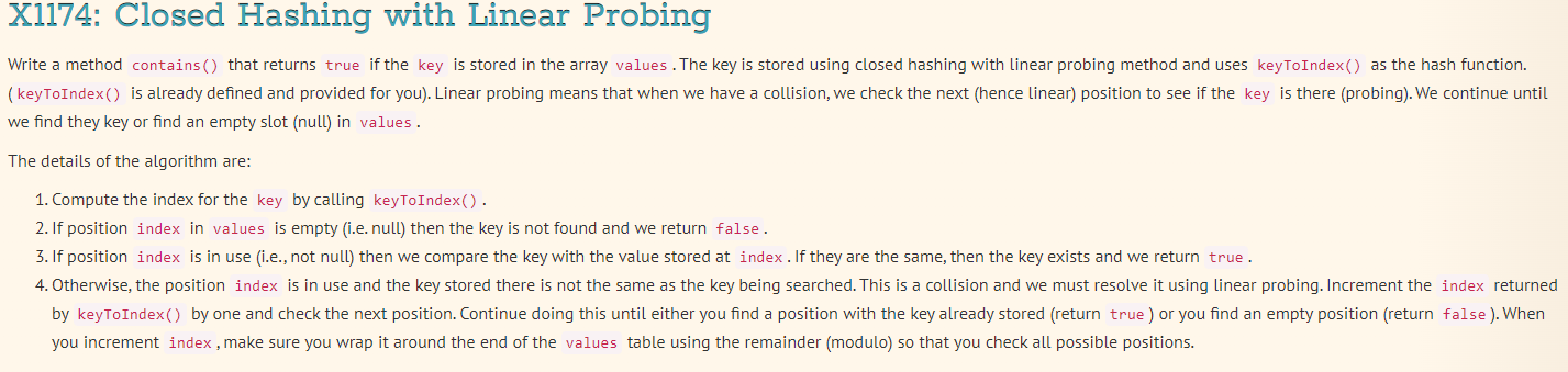 Solved X1174: Closed Hashing with Linear Probing Write a | Chegg.com