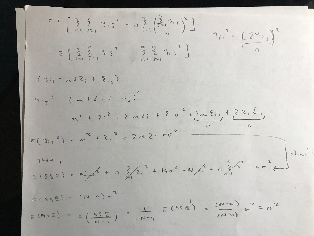 Solved This is part of the proof for E(SSE). Can you please | Chegg.com