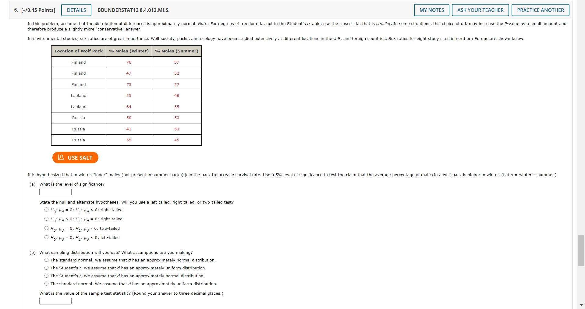 Solved 6. [-70.45 Points) DETAILS BBUNDERSTAT12 | Chegg.com