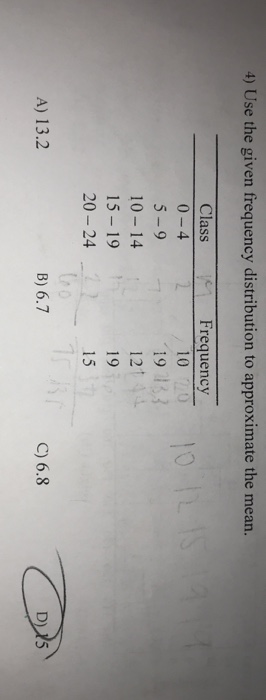 Solved 4) Use the given frequency distribution to | Chegg.com
