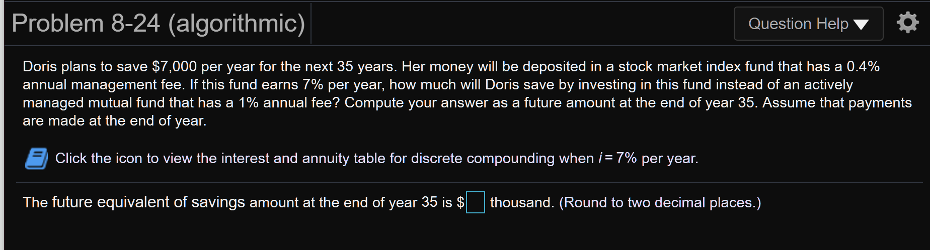 Solved Problem 8-24 (algorithmic) Question Help Doris plans | Chegg.com