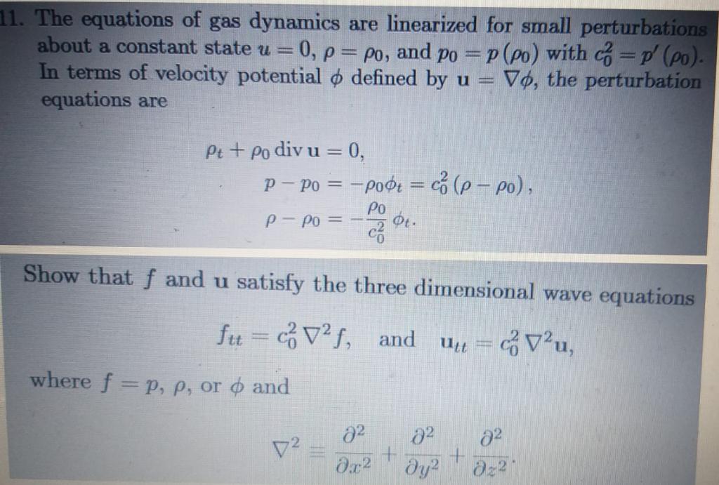 11 The Equations Of Gas Dynamics Are Linearized For Chegg