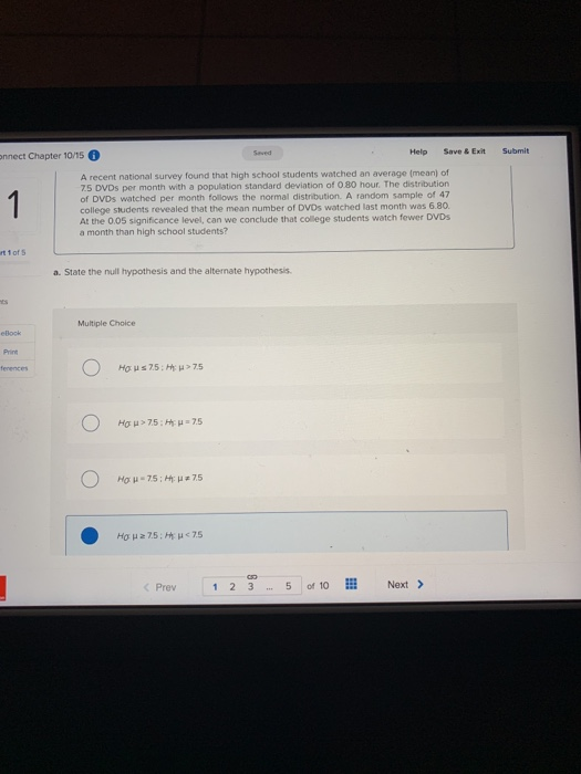 Solved Help Save & Exit Submit nnect Chapter 10/15 A recent | Chegg.com